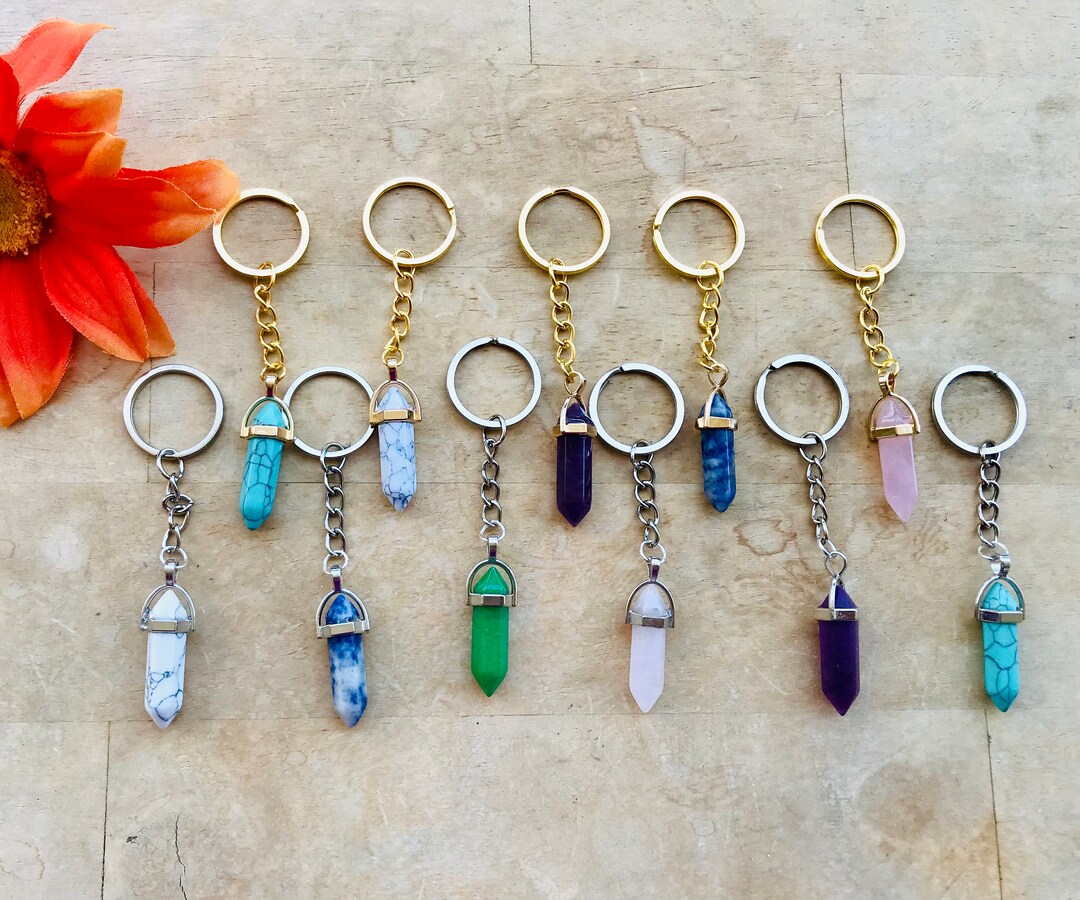 A Crystal Jade Keychains, Gemstones Gold Keychain, Healing Stones ...