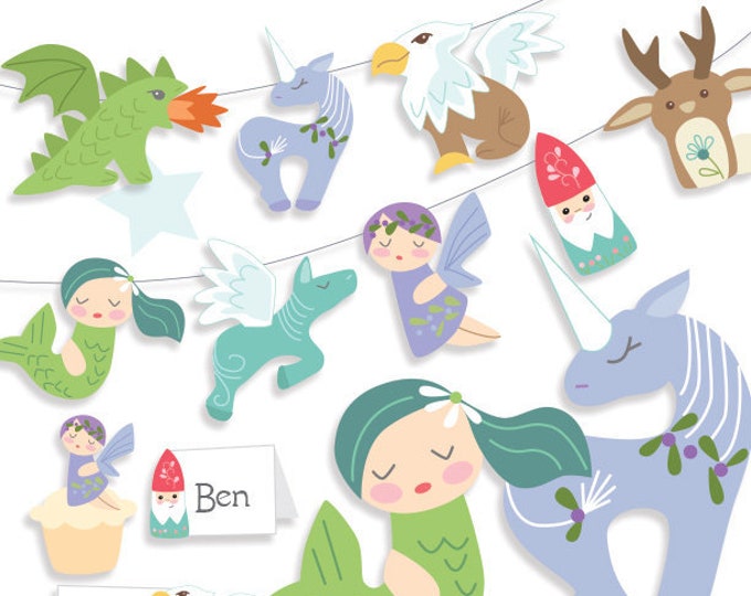 Printable Mythical Creatures Art PDF, SVG, PNG Make Fantasy Party ...