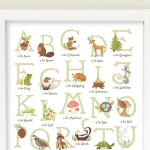 Printable Woodland Animal ABC and Numbers Wall Art Print Set, Forest ...