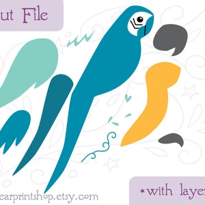 SVG Macaw Cut File for Cricut, Silhouette, PNG, JPG Tropical Bird ...
