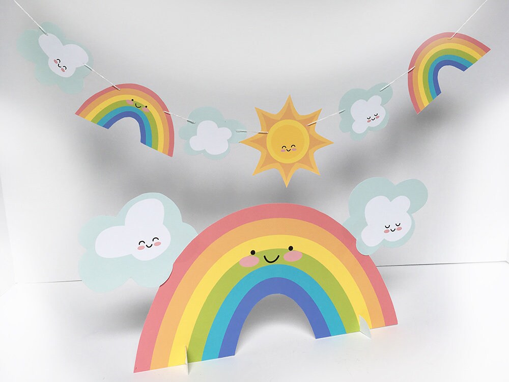 PDF SVG PNG Printable Sunshine and Rainbows party decor | Etsy