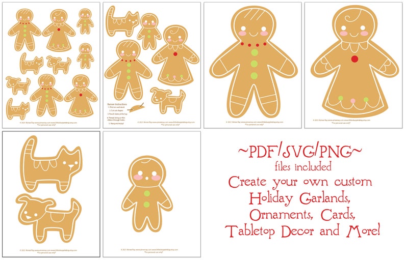 PDF PNG SVG Printable Gingerbread Man Family Christmas Party | Etsy