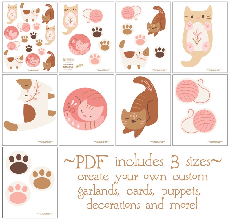 Cute Kitty Cats Printable Digital Download Clip Art PDF PNG - Etsy