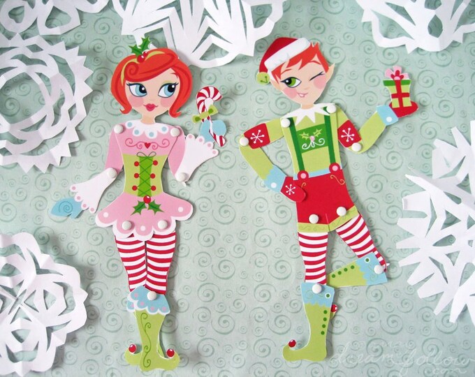 Printable Christmas Elves DIY Paper Dolls, PDF Download, Christmas ...