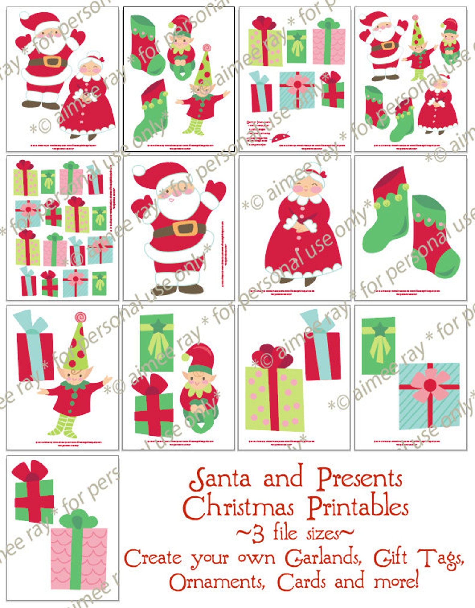 Four Sets of Printable Christmas Party Decorations PDF PNG - Etsy