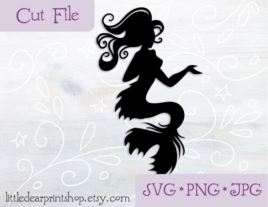SVG Mermaid 1 Cut File for Cricut, Silhouette, PNG, JPG Sea Life ...
