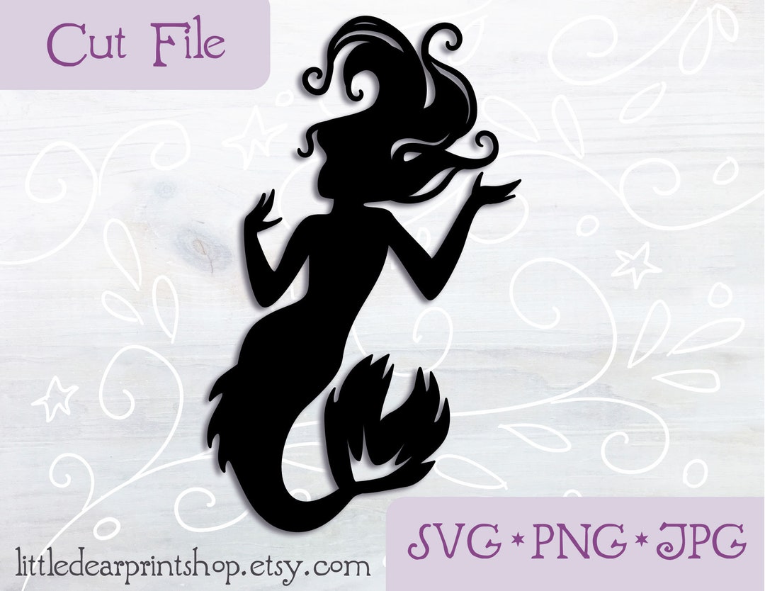 SVG Mermaid 4 Cut File for Cricut, Silhouette, PNG, JPG Sea Life ...