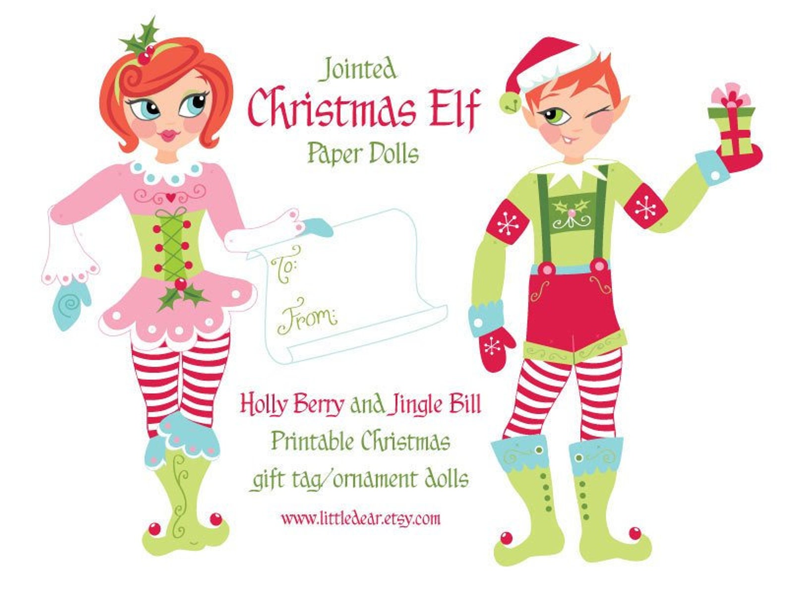 Printable Christmas Elves DIY Paper Dolls, PDF Download, Christmas ...