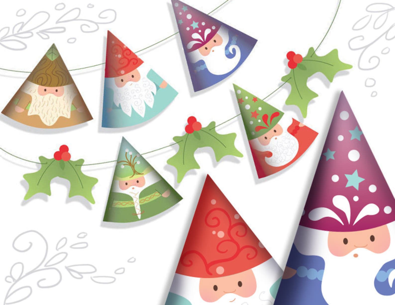 Printable Woodland Gnomes PDF PNG SVG diy digital art files | Etsy