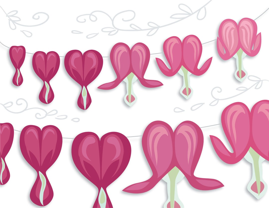 Printable Bleeding Heart Flower Garland for Valentine's Day Party ...
