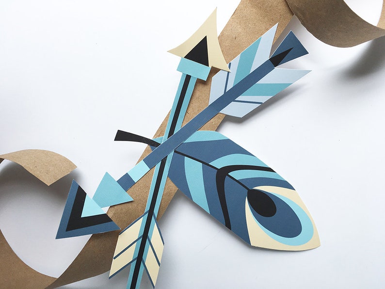 Printable Blue Arrows and Feathers PDF PNG Clip Art SVG Cut - Etsy