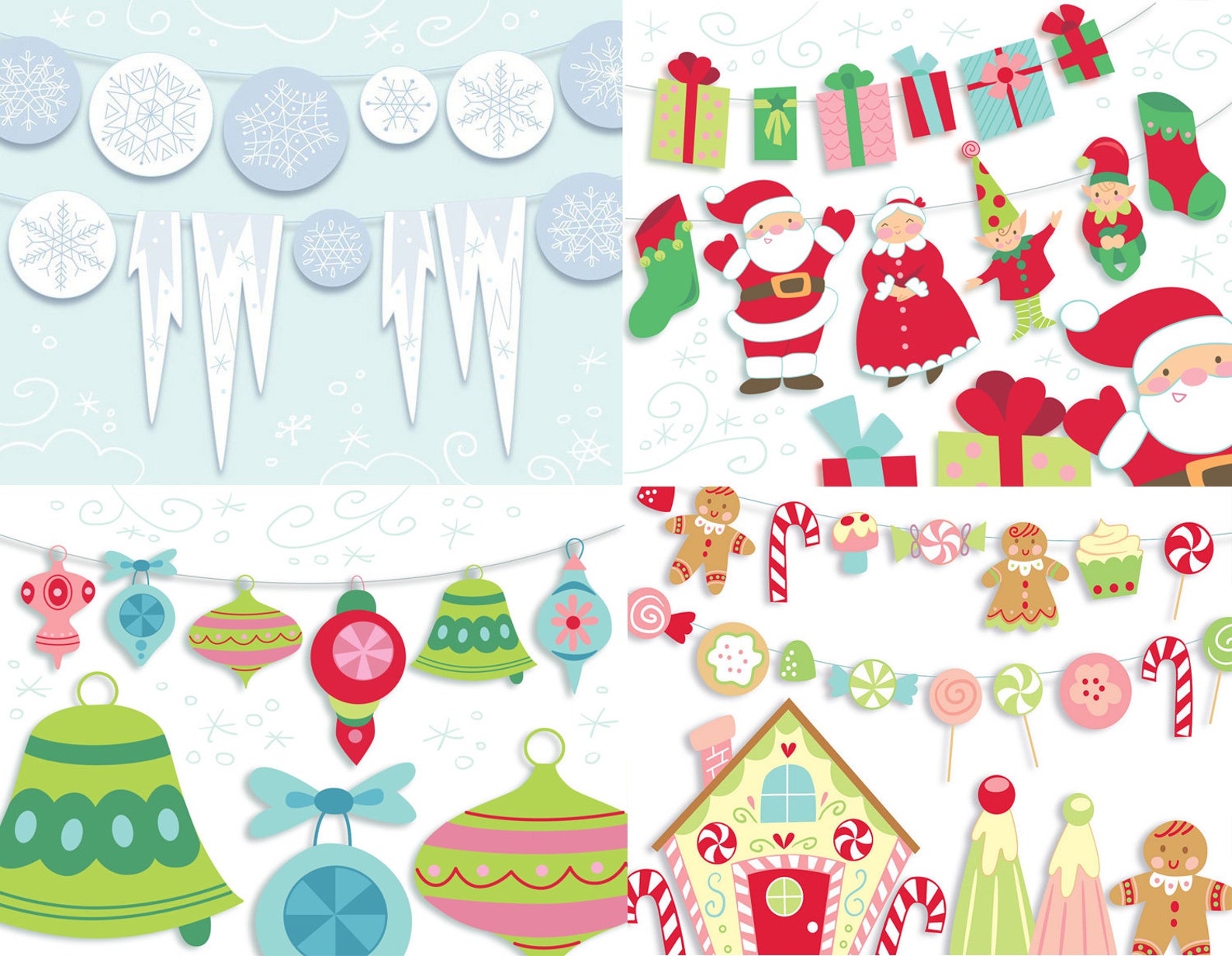 Four Sets of Printable Christmas Party Decorations PDF PNG - Etsy