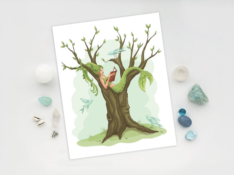 Printable Mermaid Tree Wall Art Digital Art Print PDF - Etsy