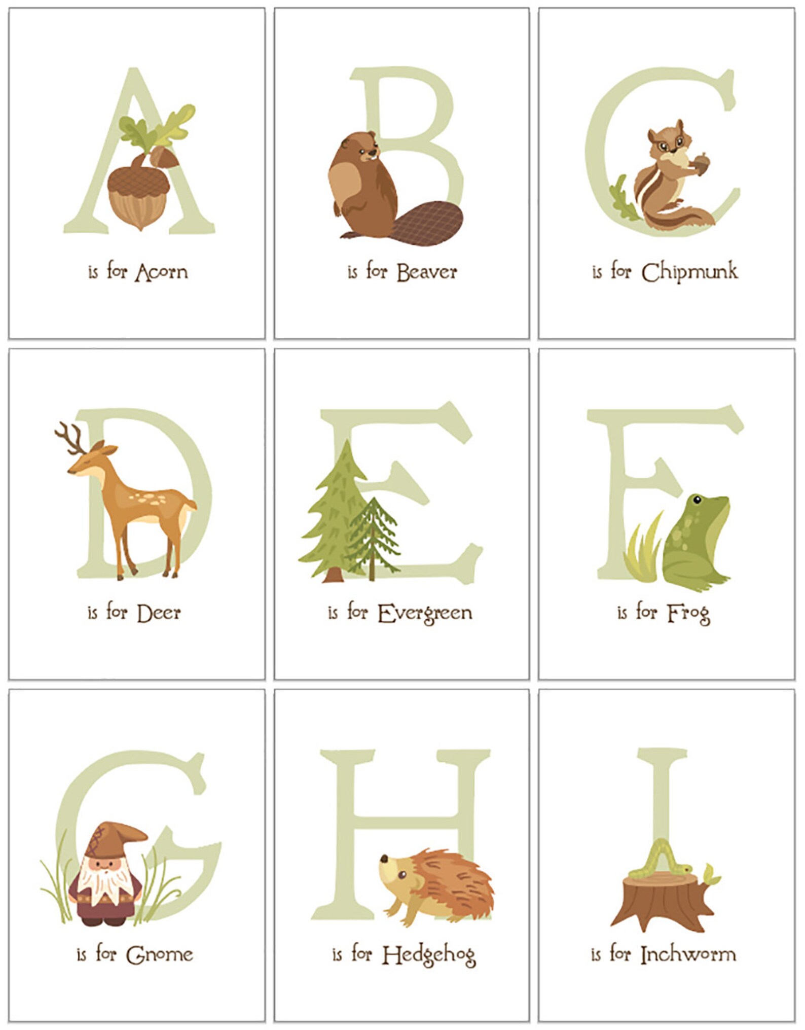 Personalized Woodland Animal Initial Name Art Print - Etsy