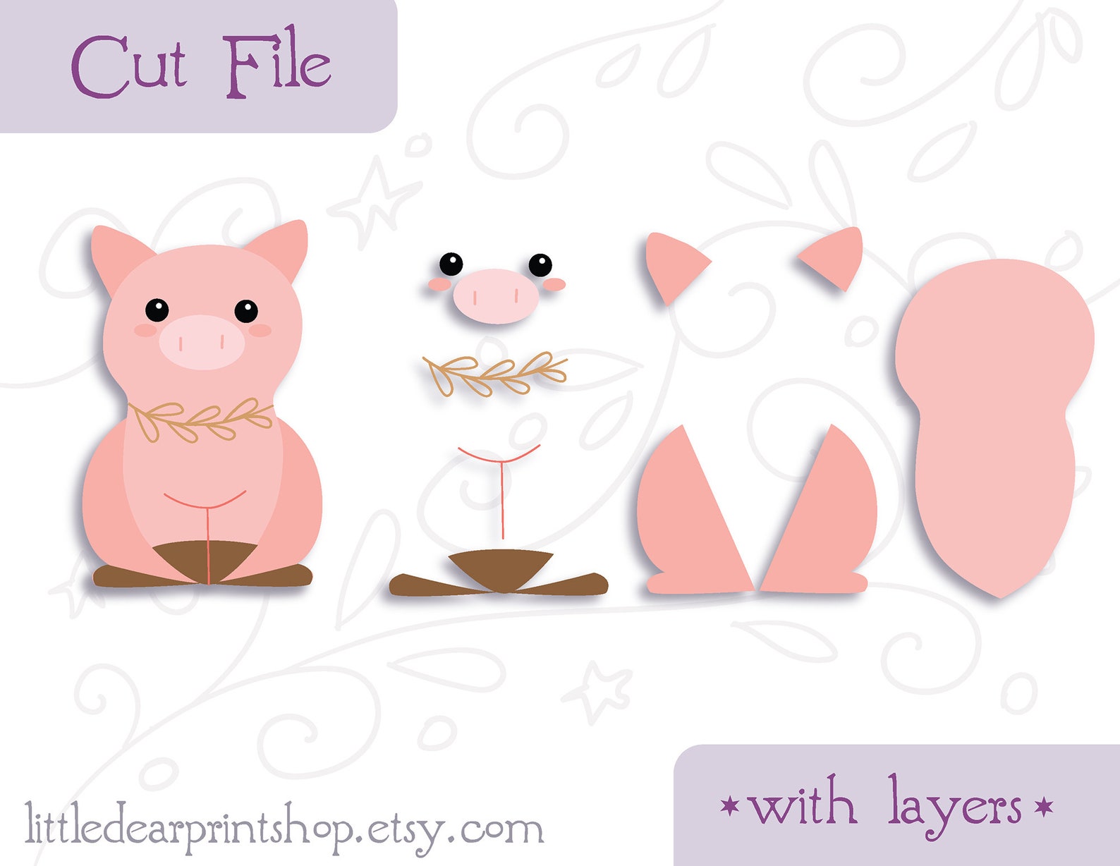 SVG Pig Cut File for Cricut Silhouette PNG JPG Farm Animals | Etsy