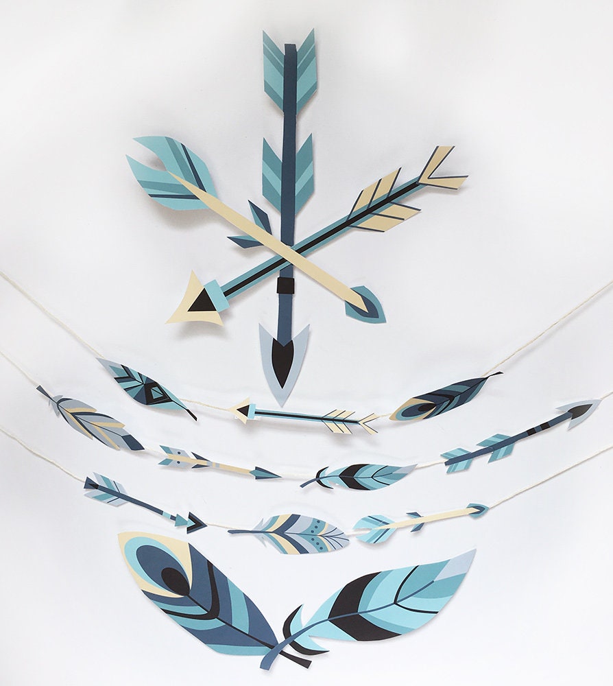 Printable Blue Arrows and Feathers PDF PNG clip art SVG cut | Etsy