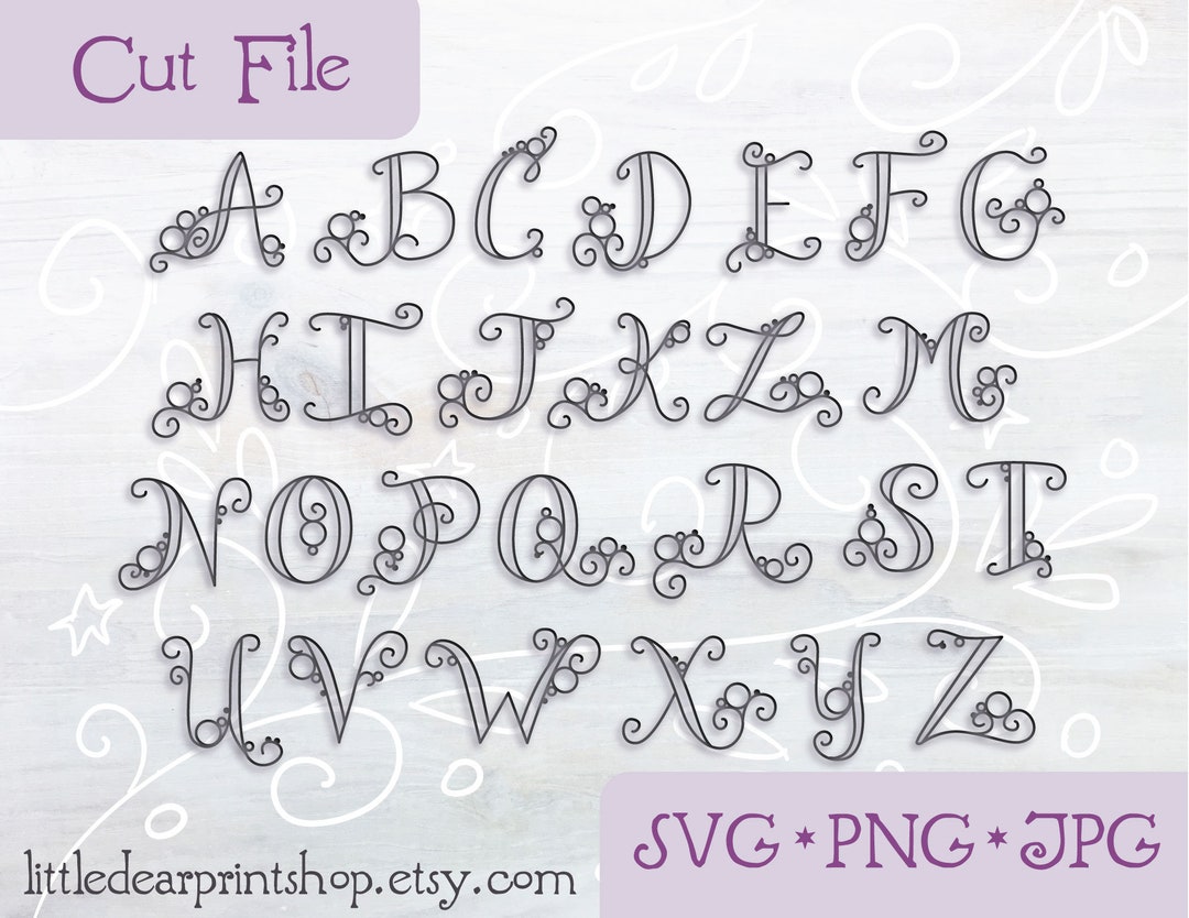 SVG Bubble Script Font Cut File for Cricut, Silhouette, PNG, JPG, Abcs ...