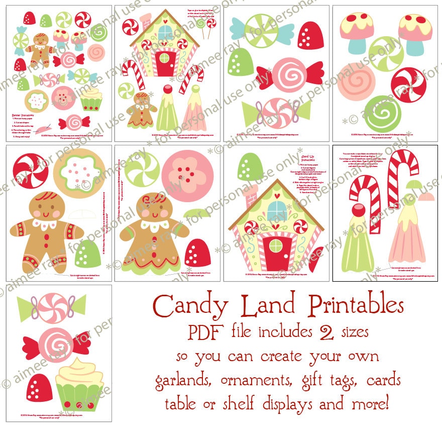 Candy Land Diy Printable PDF PNG SVG Cut and Craft Files - Etsy