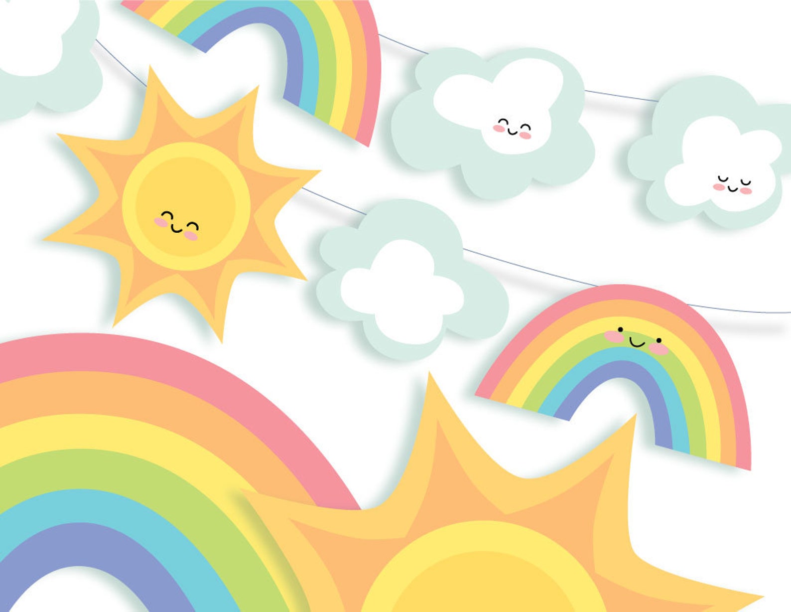 PDF SVG PNG Printable Sunshine and Rainbows Party Decor - Etsy
