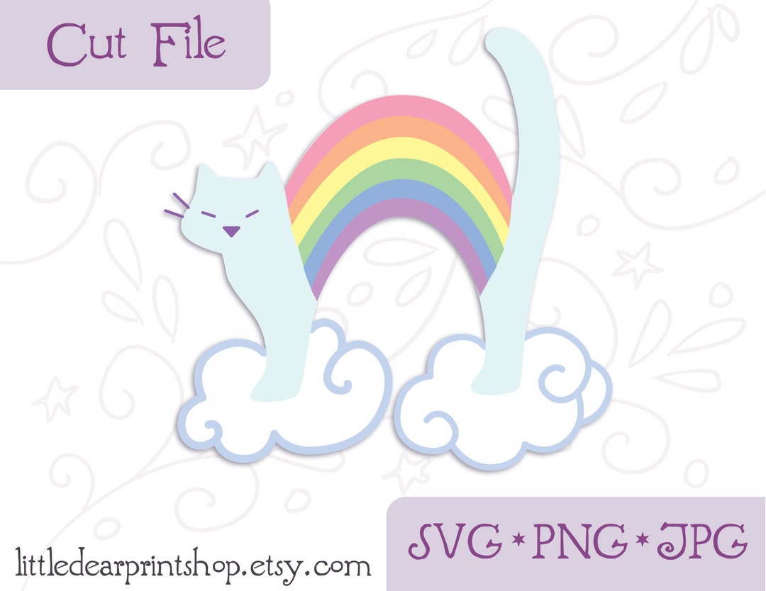 SVG Rainbow Cat Cut File for Cricut, Silhouette, PNG, JPG Pride Kitty ...
