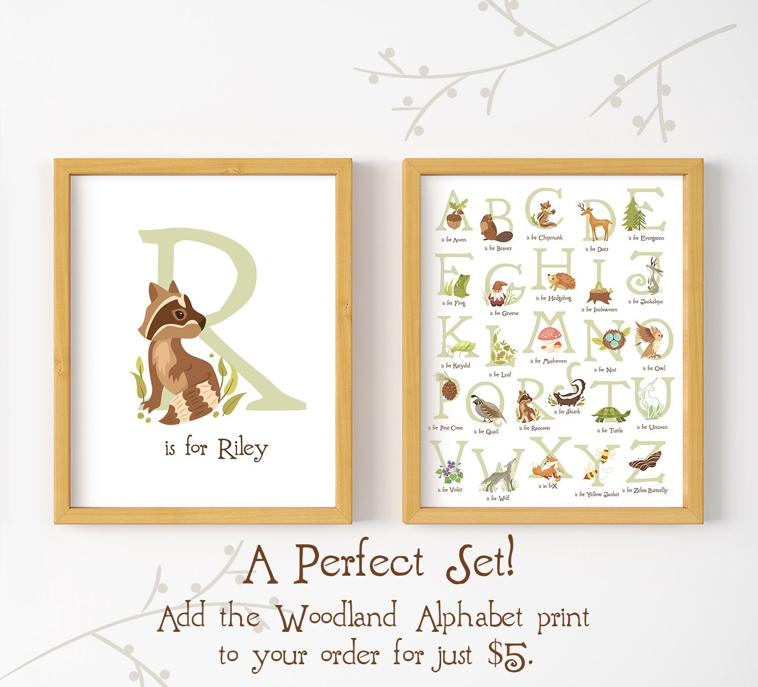 Personalized Woodland Animal Initial Name Art Print - Etsy