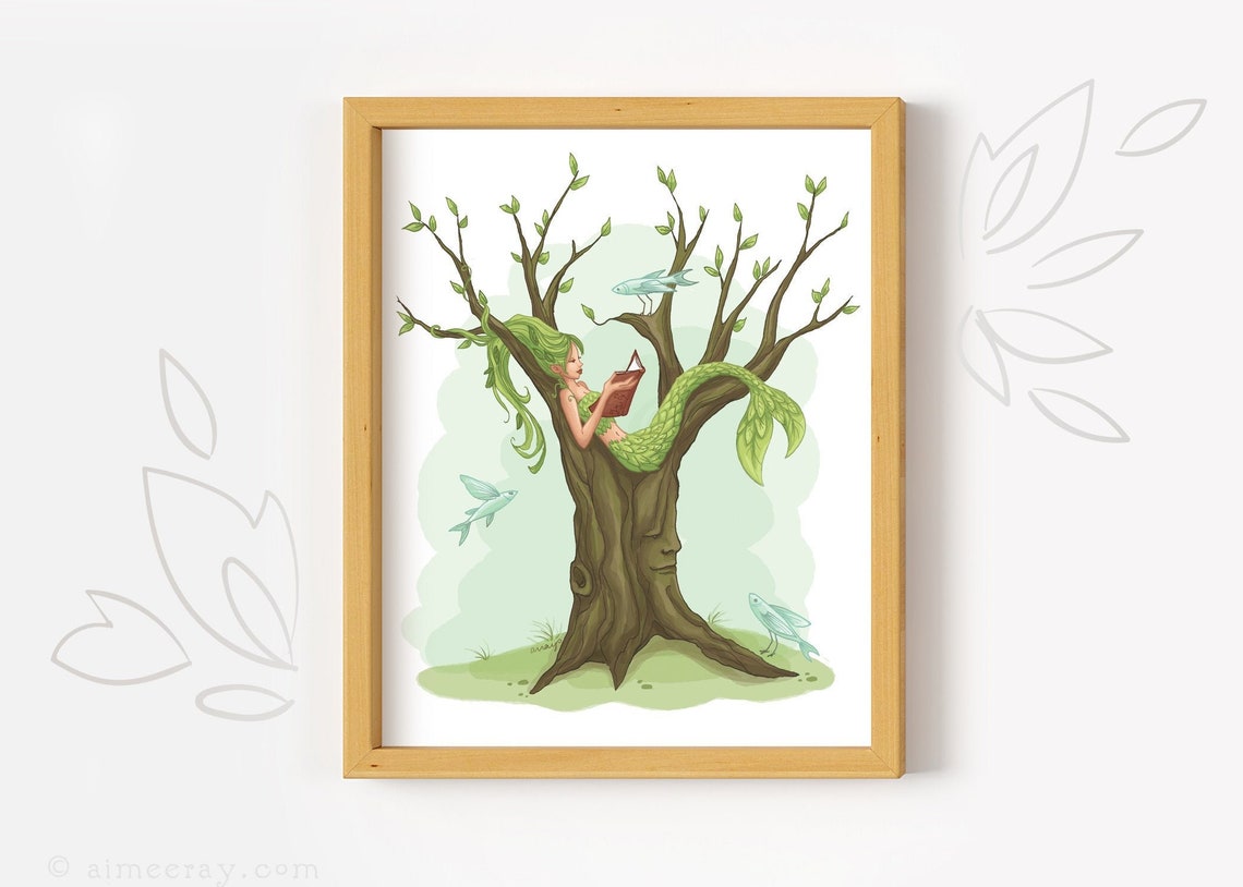 Printable Mermaid Tree Wall Art Digital Art Print PDF - Etsy