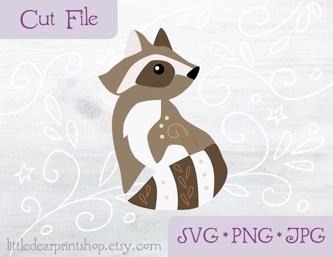 SVG Raccoon Cut File for Cricut, Silhouette, PNG, JPG Woodland Animal ...