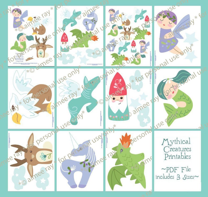 Printable Mythical Creatures Art PDF SVG PNG Make Fantasy | Etsy Canada