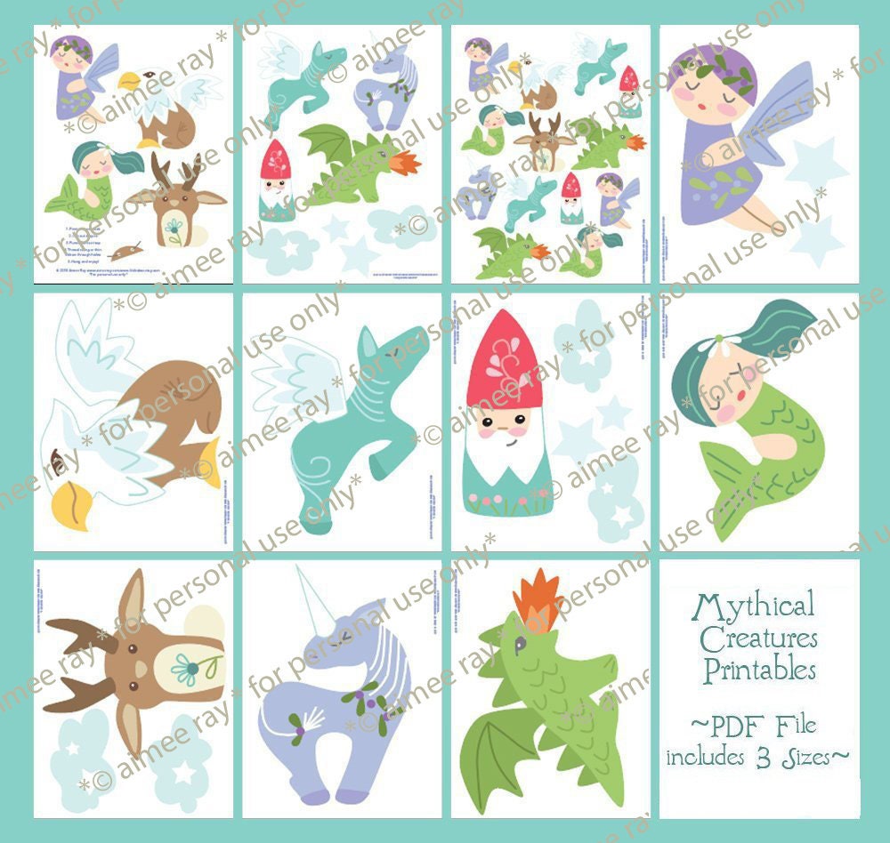 Printable Mythical Creatures Art PDF SVG PNG Make Fantasy - Etsy Australia