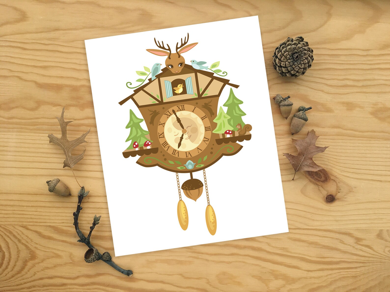 Printable Woodland Cuckoo Clock Wall Art Woodland Animals Art - Etsy