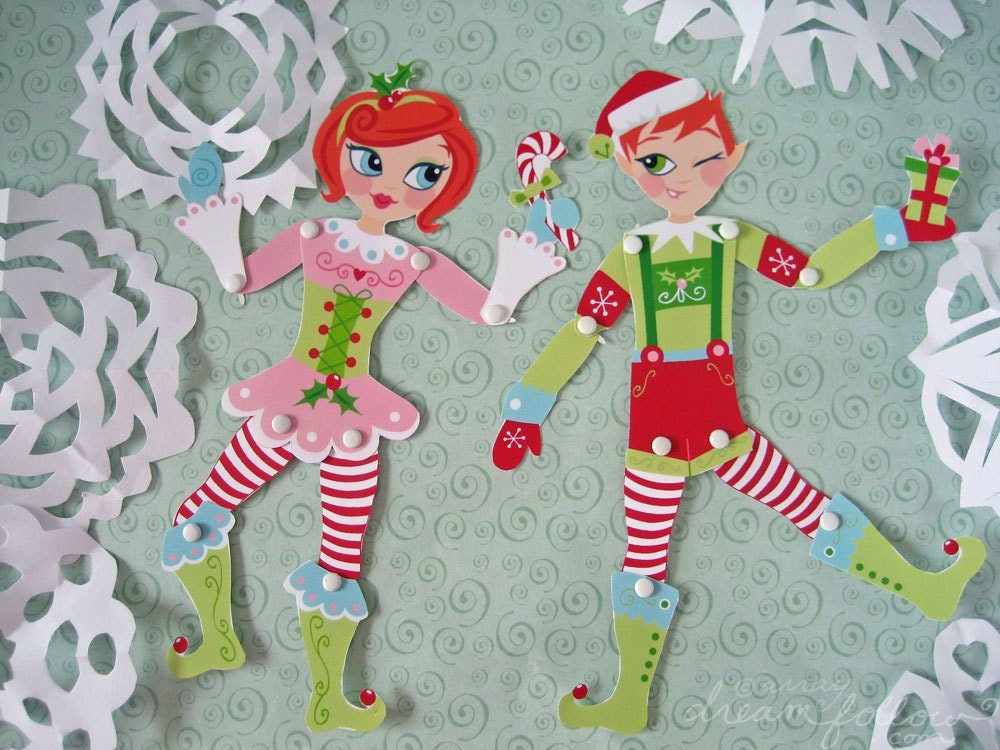 Printable Christmas Elves DIY Paper Dolls PDF Download | Etsy