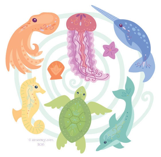 Printable Diy Rainbow Sea Creatures Art Banner PDF PNG SVG - Etsy