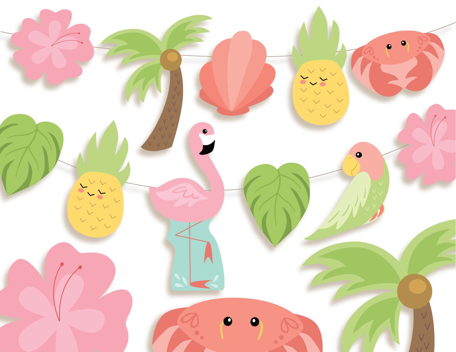 Tropical Flamingo Party Printable Digital Download Clip Art | Etsy