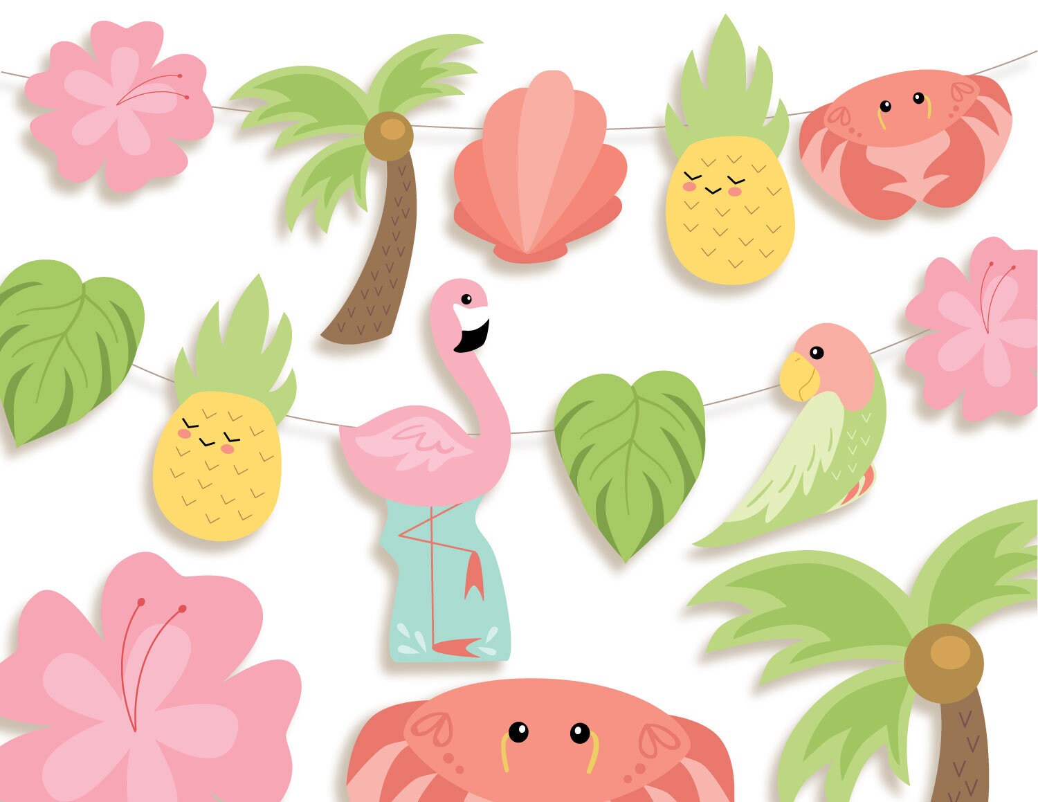 Tropical Flamingo Party Printable Digital Download Clip Art - Etsy