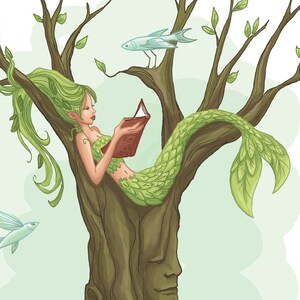 Printable Mermaid Tree Wall Art, Digital Art Print, PDF Download ...