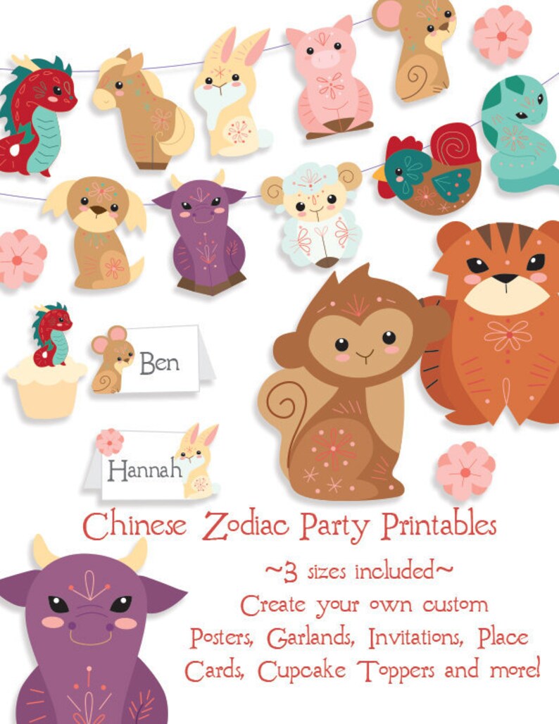 12 Diy Printable Chinese Zodiac Animal Finger Puppets PDF | Etsy