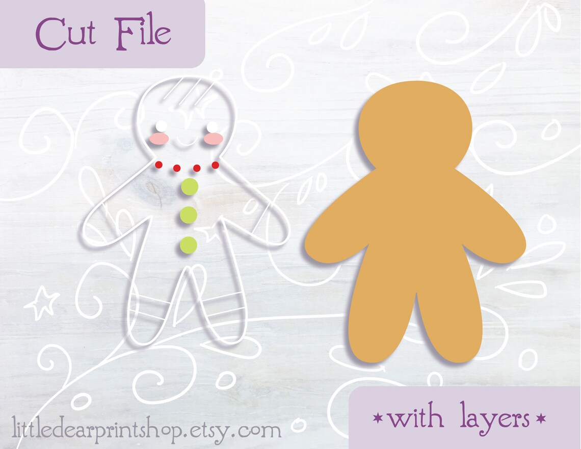 SVG Gingerbread Man Cut Files for Cricut Silhouette PNG JPG - Etsy