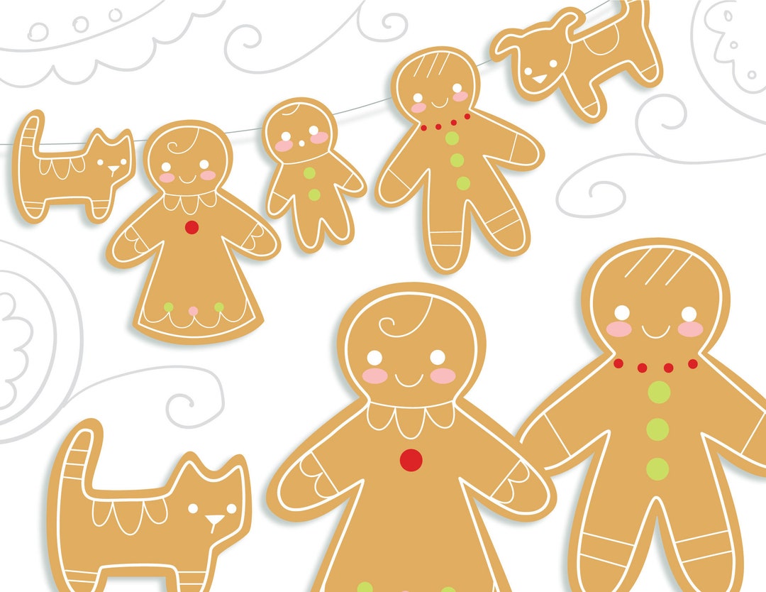PDF, PNG, SVG Printable Gingerbread Man Family Christmas Party ...