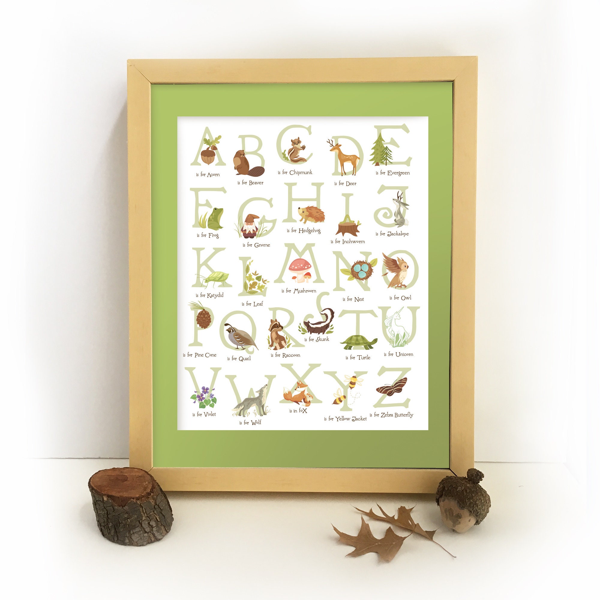 Woodland Animal Alphabet Wall Art Forest Animals ABC Nursery | Etsy UK