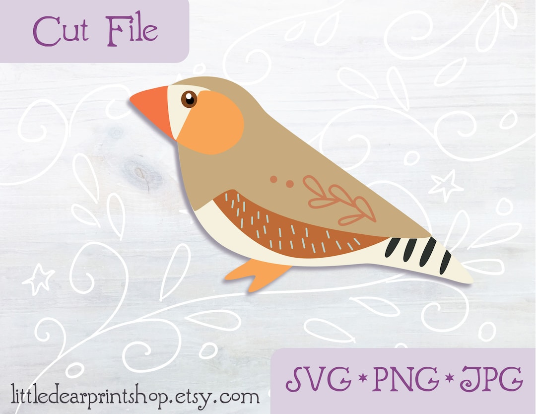 SVG Zebra Finch Cut File for Cricut, Silhouette, PNG, JPG Tropical Pet ...