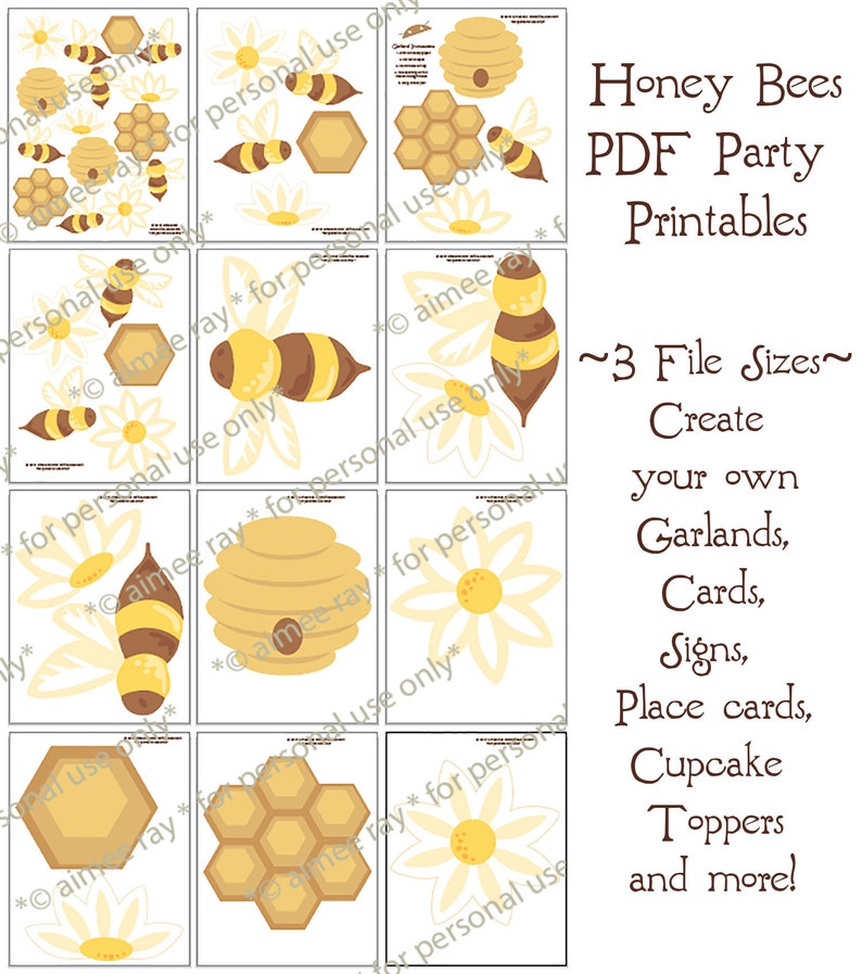 Honey Bee and Daisy Printable Digital Download PDF PNG Clip - Etsy