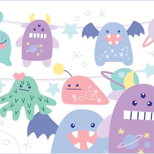 PDF, SVG, PNG Aliens and Monsters Halloween Outer Space Diy Party Decor ...