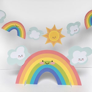 PDF, SVG, PNG Printable Sunshine and Rainbows Party Decor, Craft Files ...