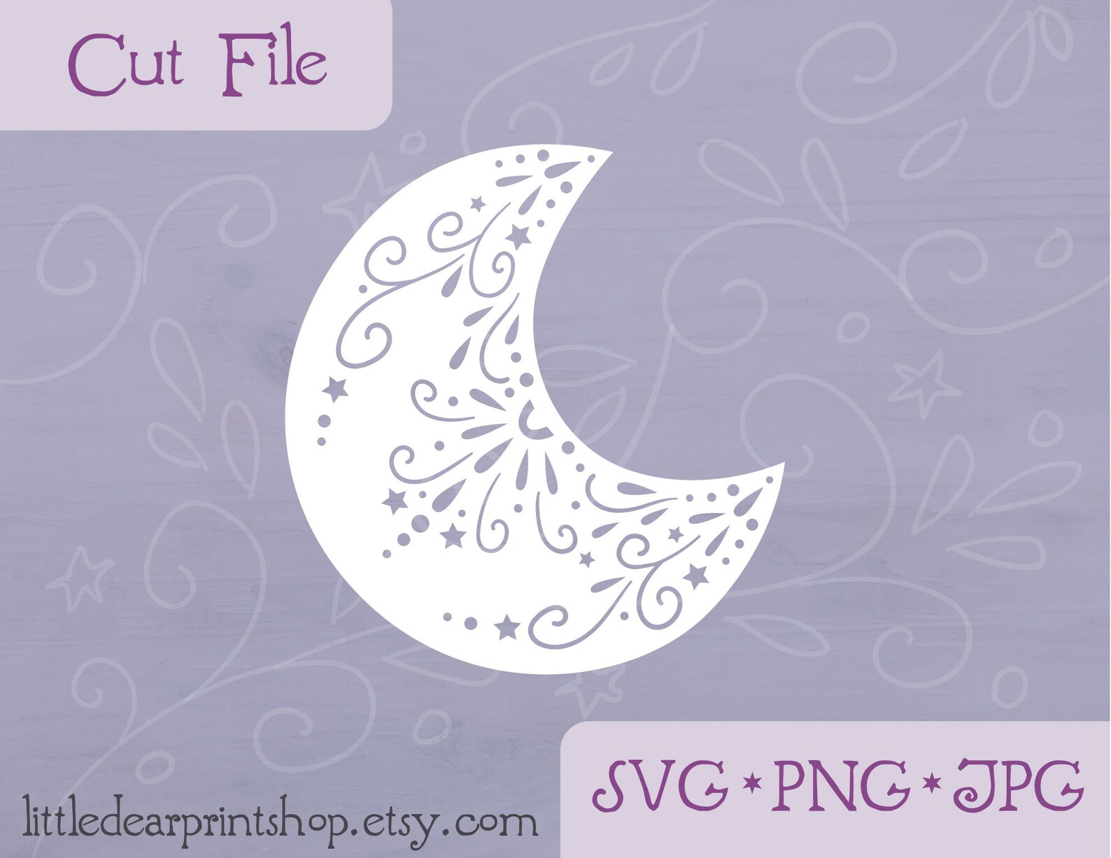 SVG Crescent Moon Cut File for Cricut Silhouette PNG JPG | Etsy