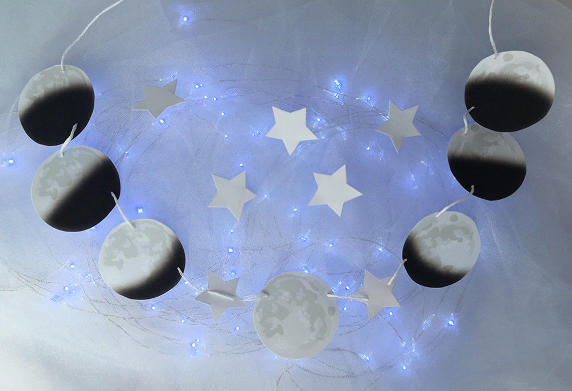 Printable Moon Phases Garland Party Decorations Make Celestial | Etsy