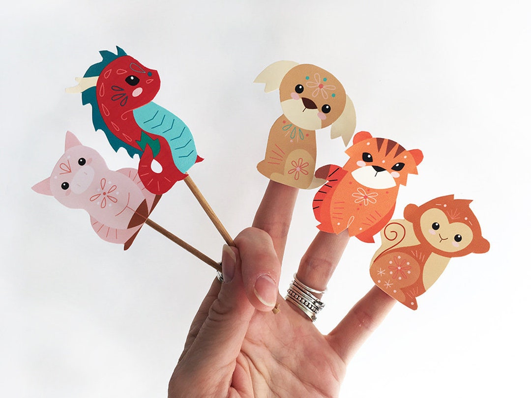 12 Diy Printable Chinese Zodiac Animal Finger Puppets PDF, SVG, PNG ...
