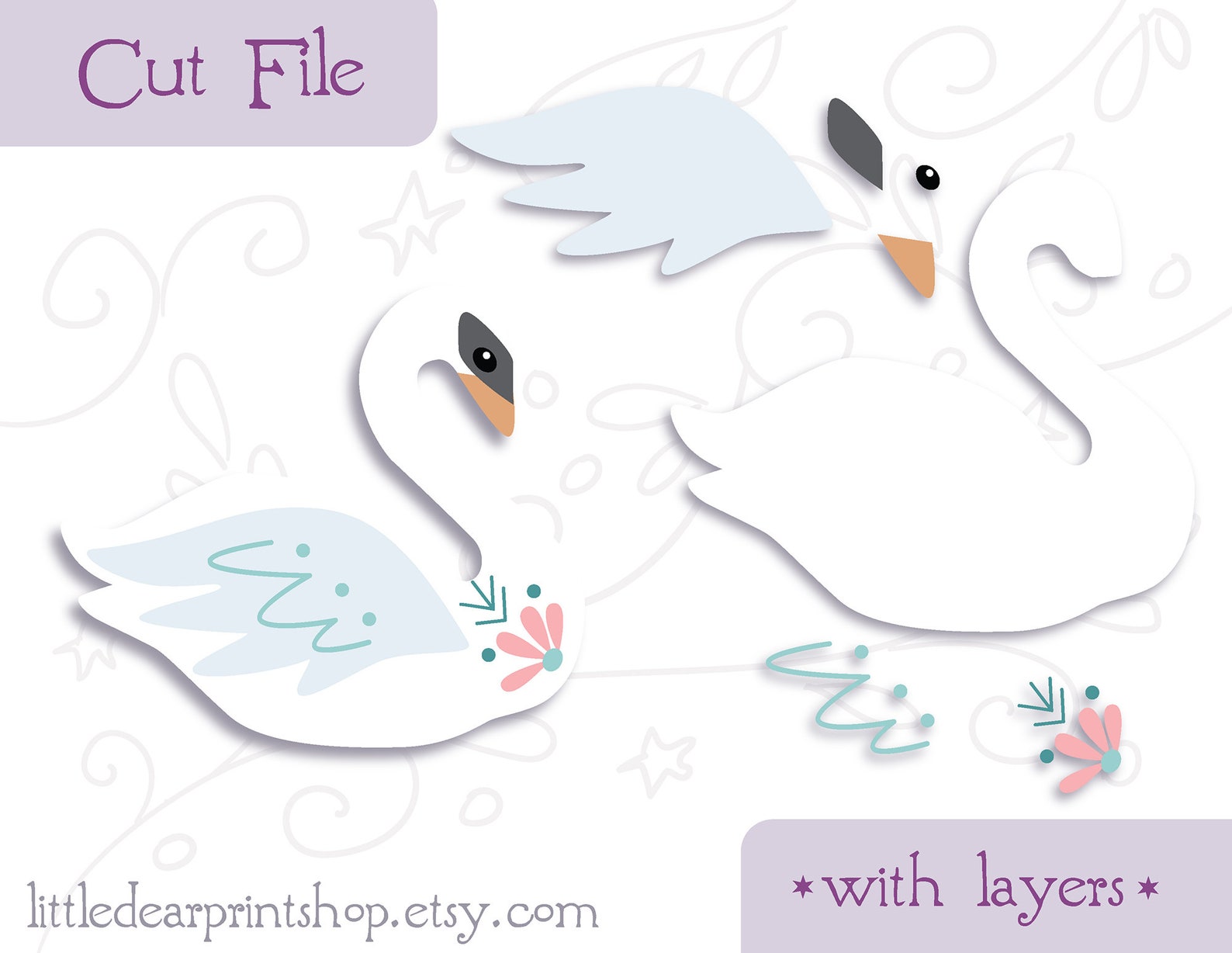 SVG Swan Cut File for Cricut Silhouette PNG JPG Wedding - Etsy
