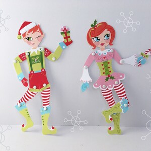 Printable Christmas Elves DIY Paper Dolls, PDF Download, Christmas ...