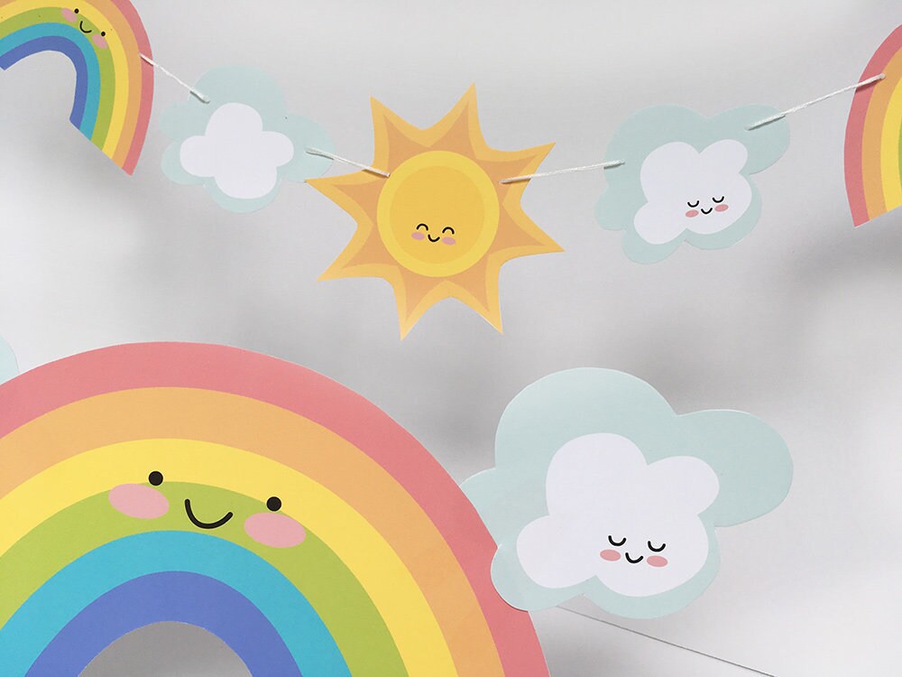 PDF SVG PNG Printable Sunshine and Rainbows party decor | Etsy