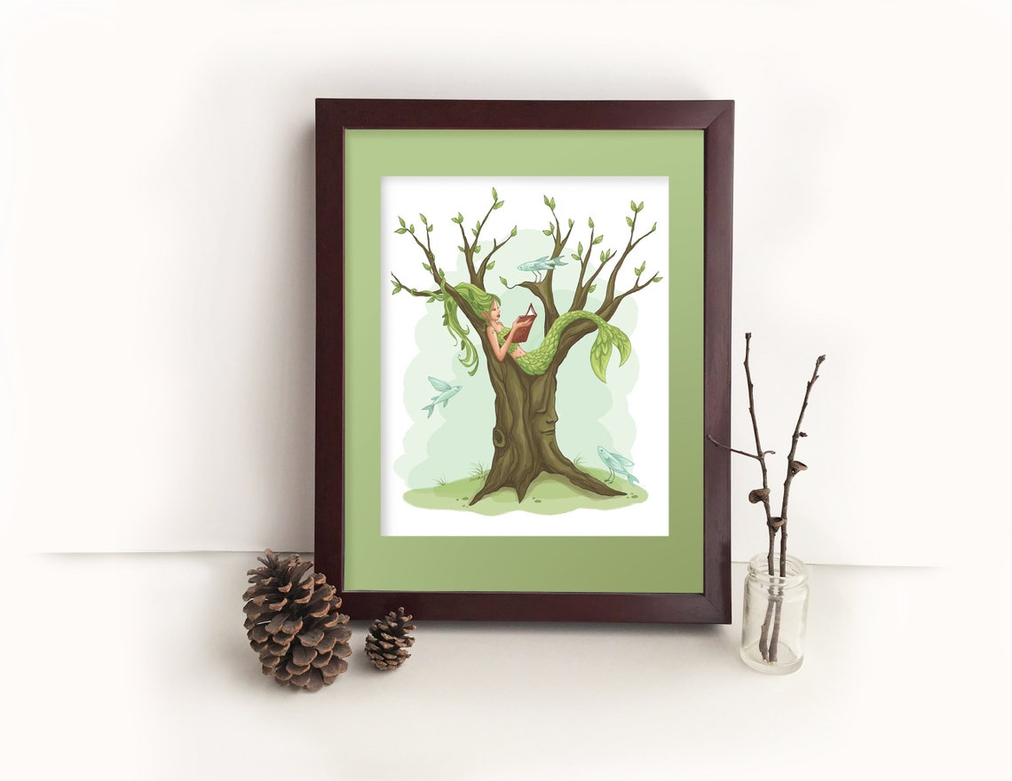 Printable Mermaid Tree Wall Art Digital Art Print PDF - Etsy